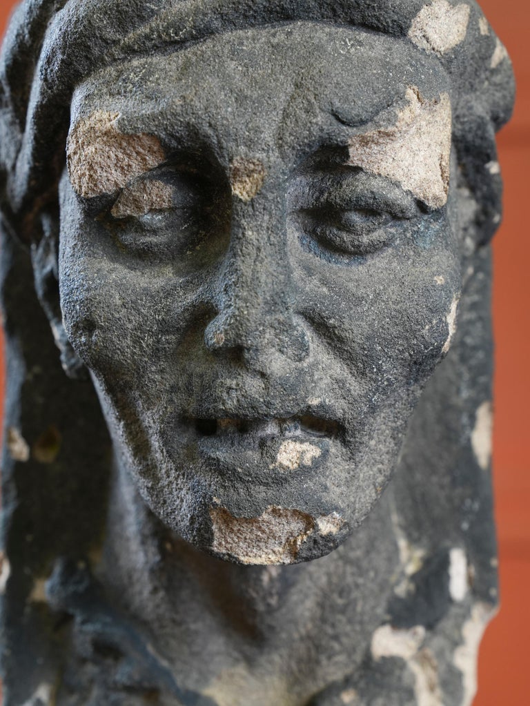 19th Century Carved Sand Stone Male Mask For Sale at 1stDibs