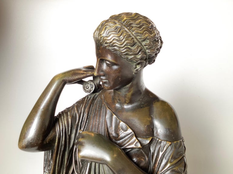 19th Century Classical Bronze Draped Female Sculpture, Signed ...