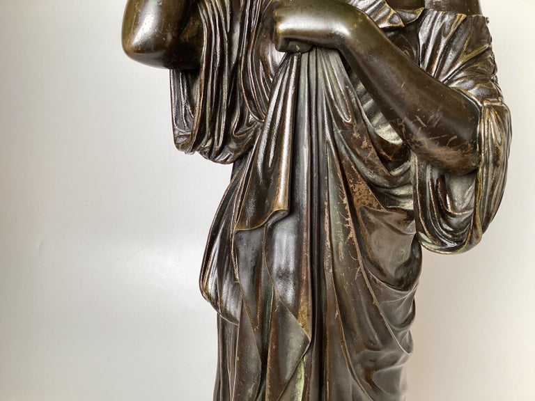 19th Century Classical Bronze Draped Female Sculpture, Signed ...