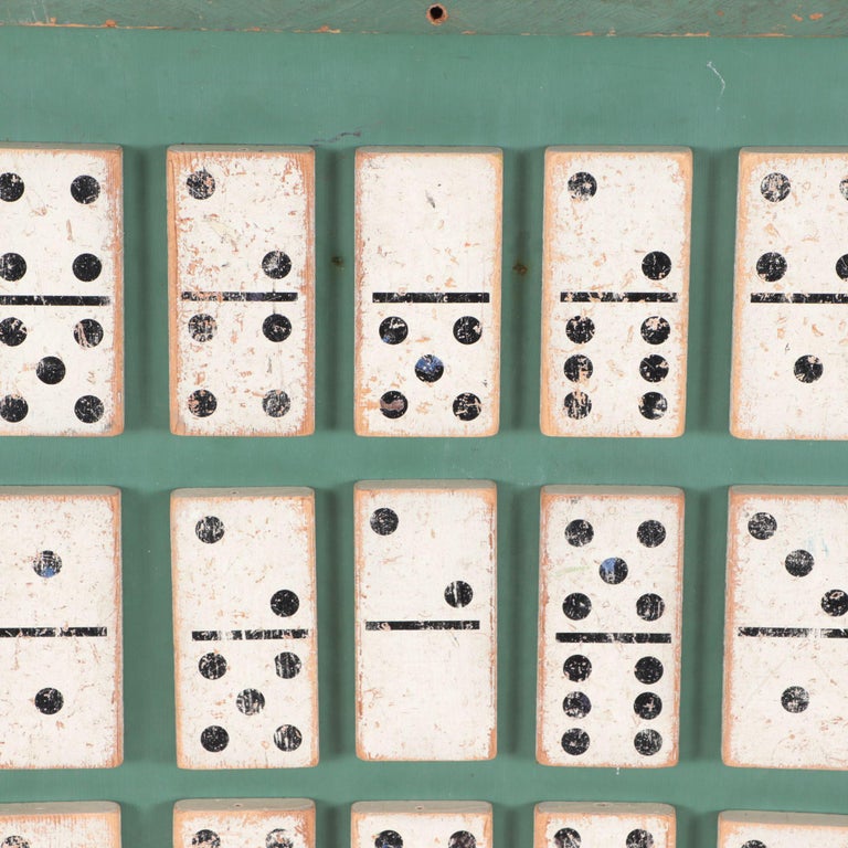 19th Century Dominoes Folk Art Assemblage Encased in a Green Painted ...