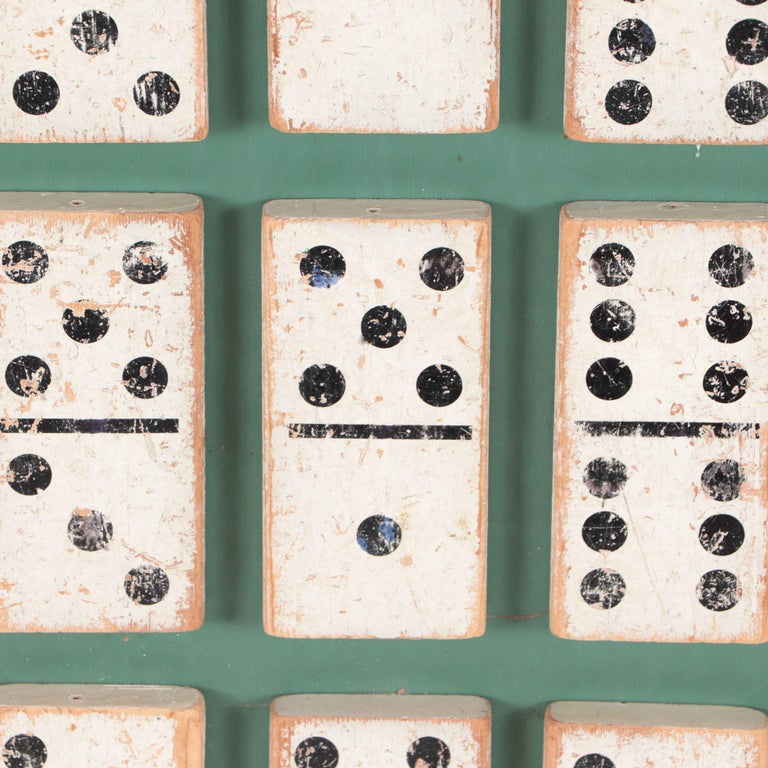 19th Century Dominoes Folk Art Assemblage Encased in a Green Painted ...