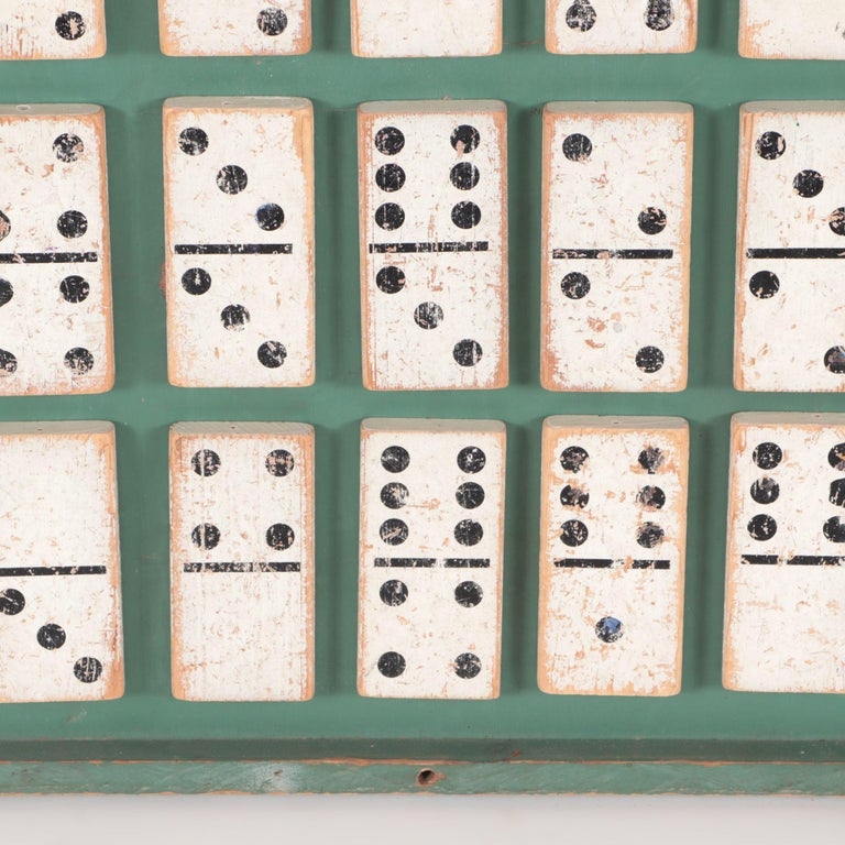 19th Century Dominoes Folk Art Assemblage Encased in a Green Painted ...