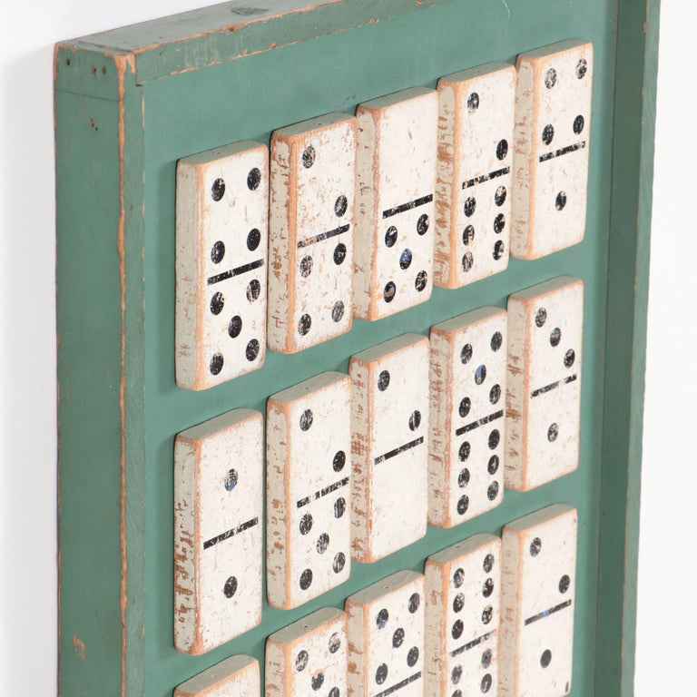 19th Century Dominoes Folk Art Assemblage Encased in a Green Painted ...