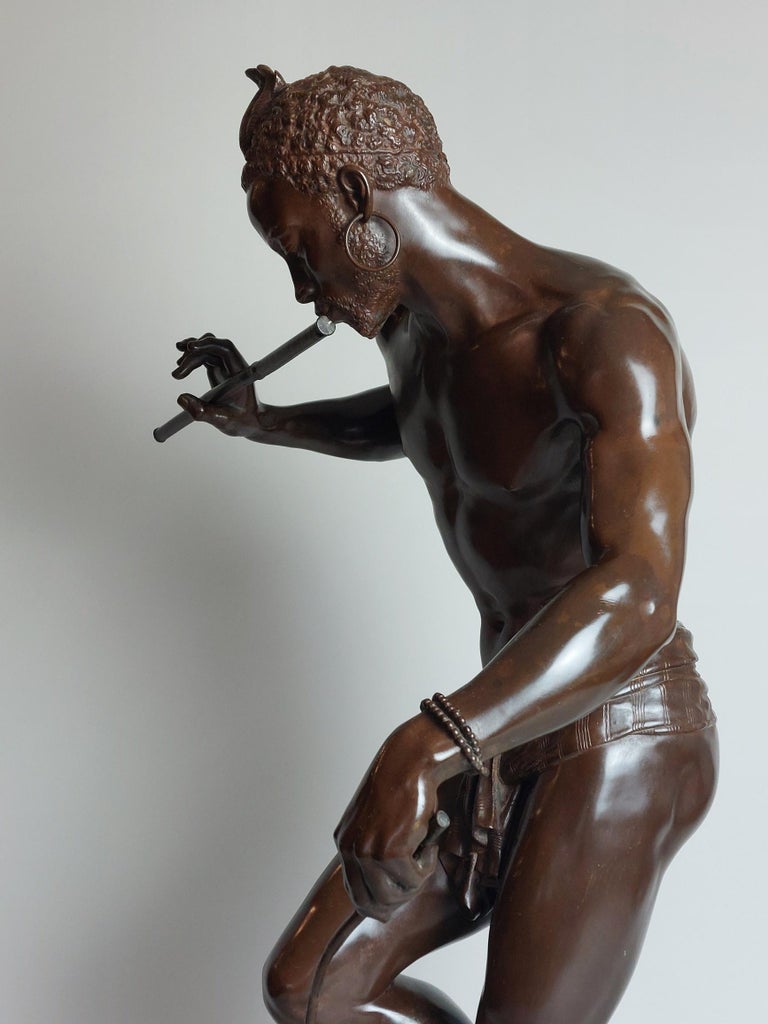 19th Century French Bronze of a Snake Charmer, Signed Charles Arthur Bourgeois For Sale at 1stDibs