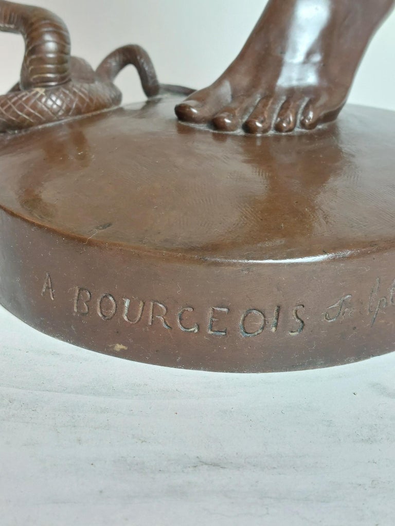 19th Century French Bronze of a Snake Charmer, Signed Charles Arthur Bourgeois For Sale at 1stDibs
