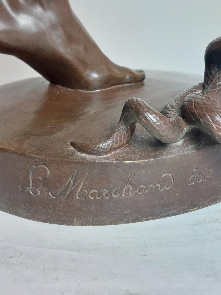 19th Century French Bronze of a Snake Charmer, Signed Charles Arthur ...