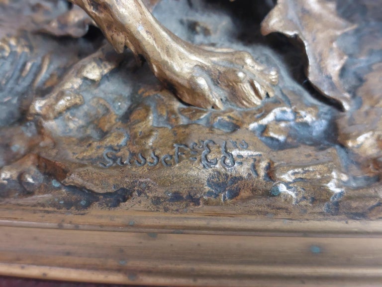 19th Century French Bronze of a Spaniel/Setter Type Dog, Signed P J ...