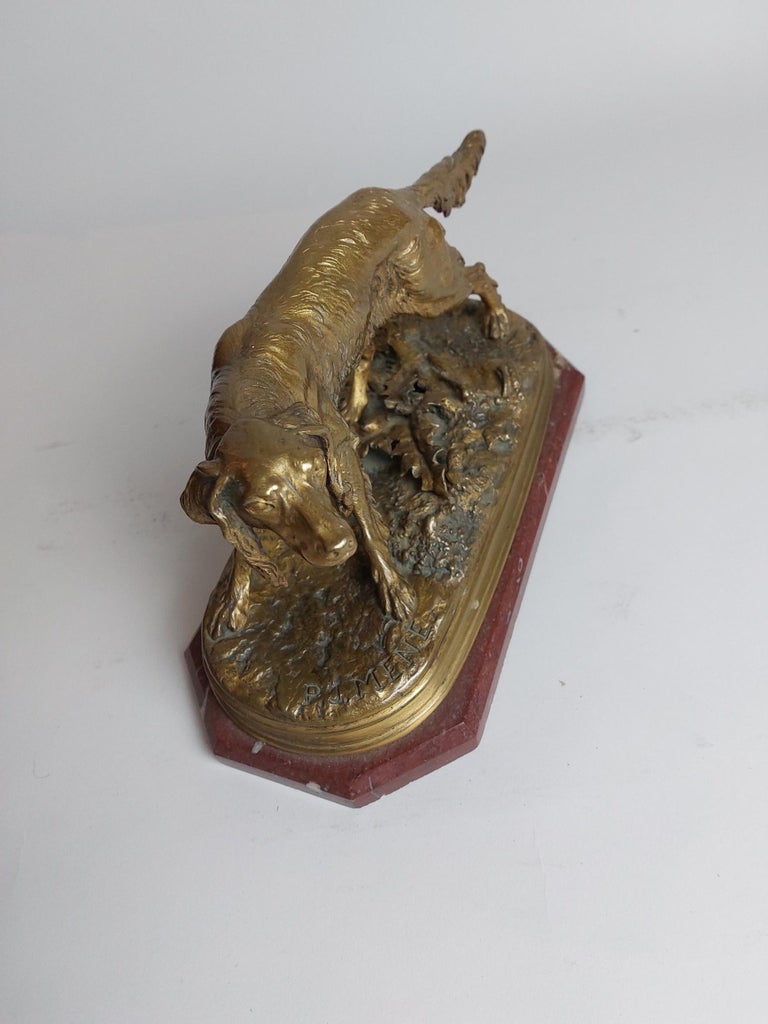 19th Century French Bronze of a Spaniel/Setter Type Dog, Signed P J ...