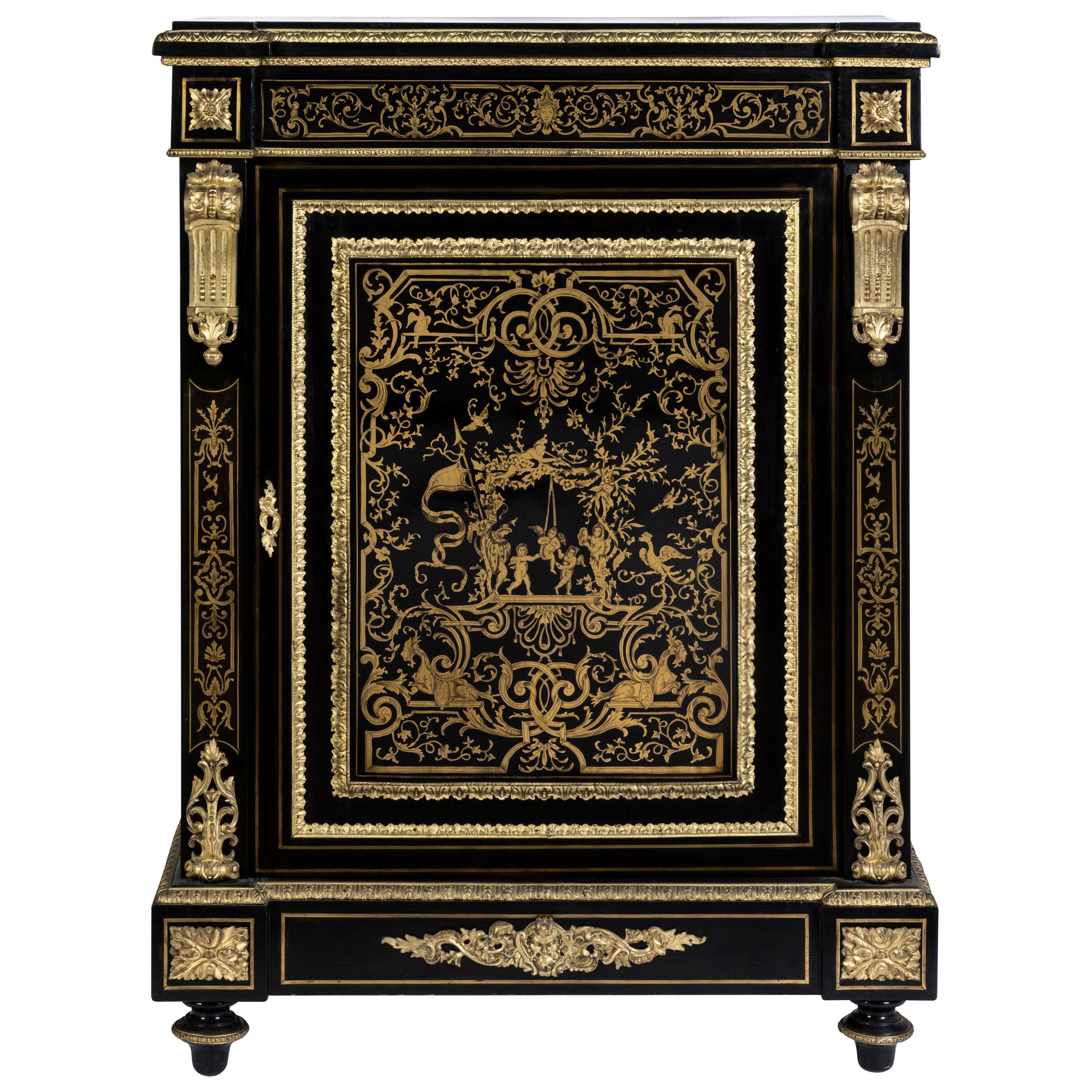 A 19th Century French Fine Cast Brass Inlaid Boulle Cabinet For Sale at ...