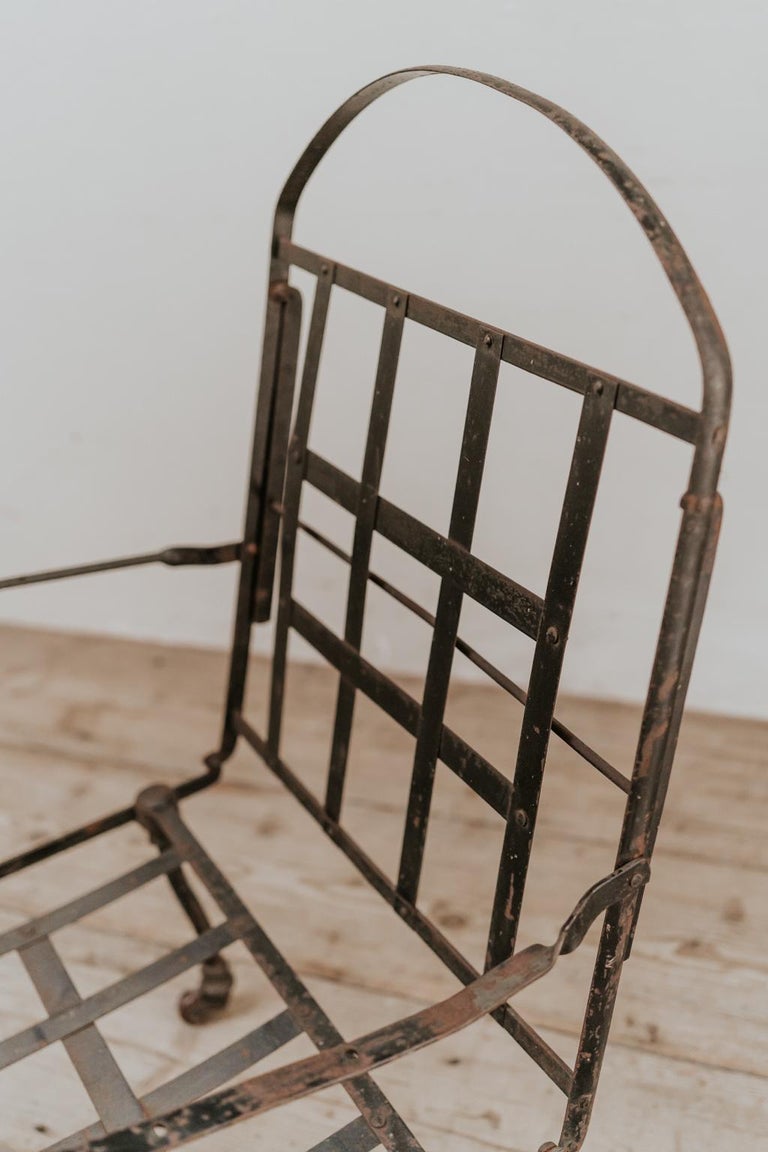 19th Century French Folding Iron Chair For Sale at 1stdibs