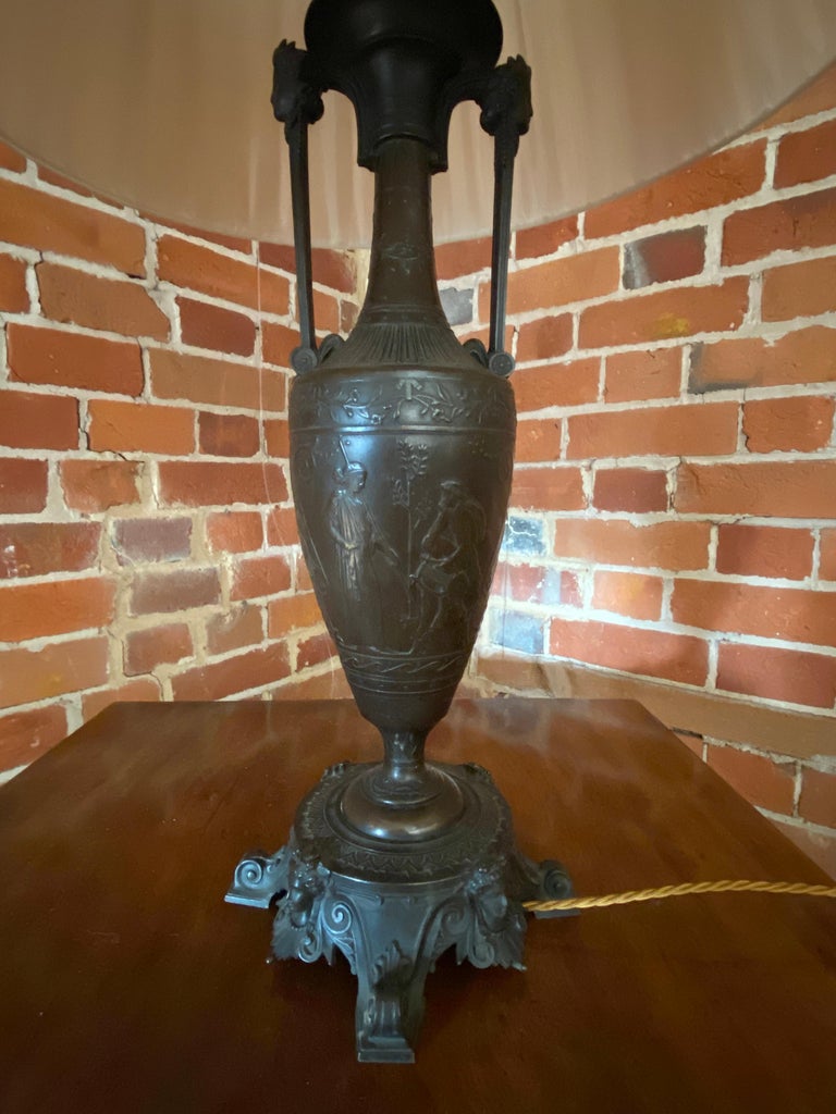 19th Century French Neo-Greek Classical Bronze Lamp by Henry Cahieux ...
