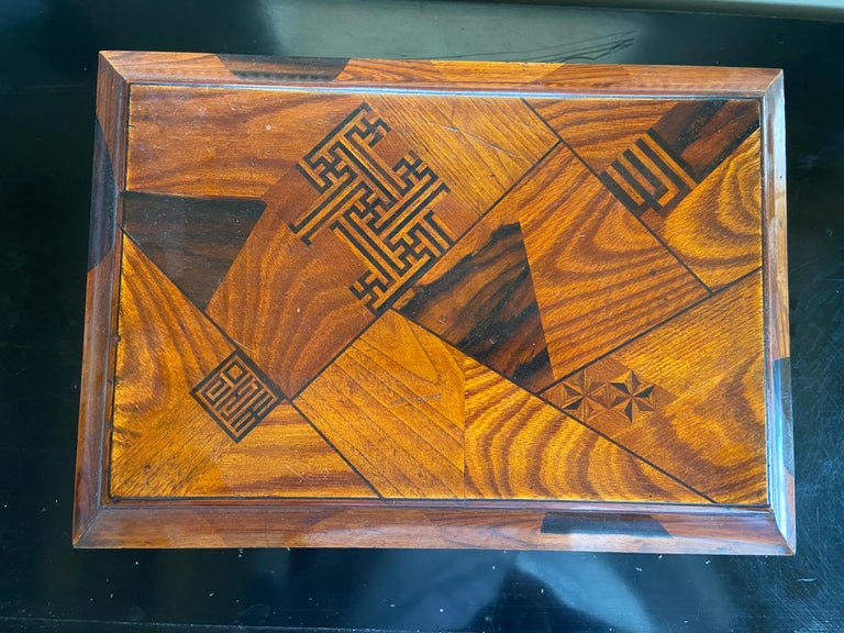 19th Century Japanese Elm and Calamander Parquetry Sarcophagus Work Box ...