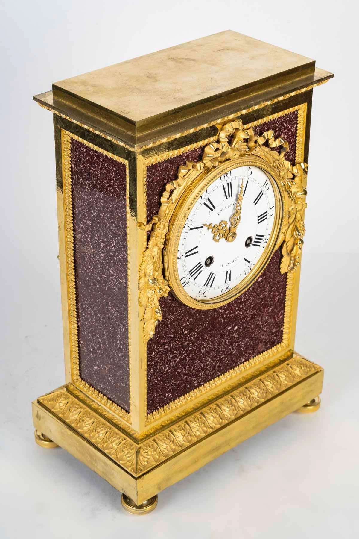 A 19th Century Louis XVI Style Porphyry Mantel Clock circa 1850 For ...