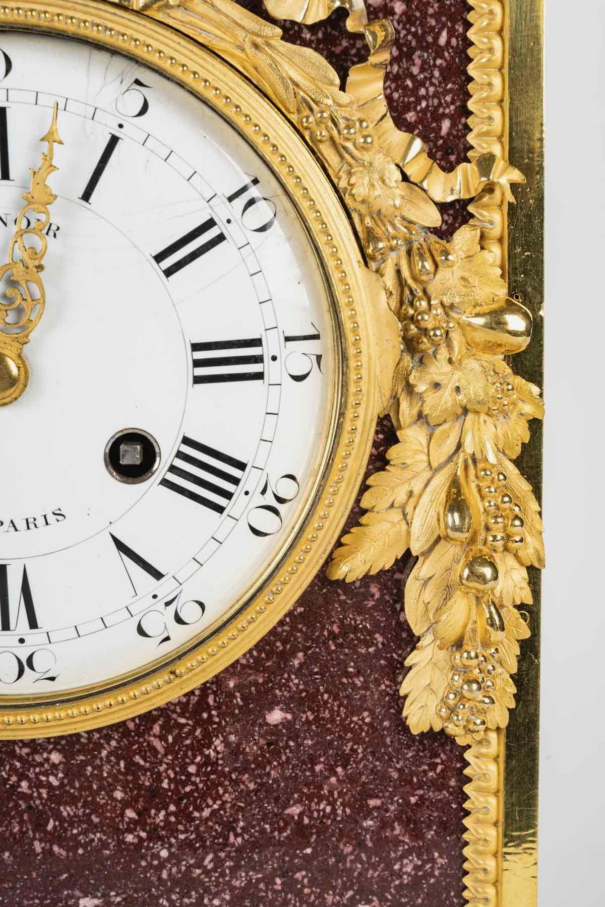 A 19th Century Louis XVI Style Porphyry Mantel Clock circa 1850 For ...