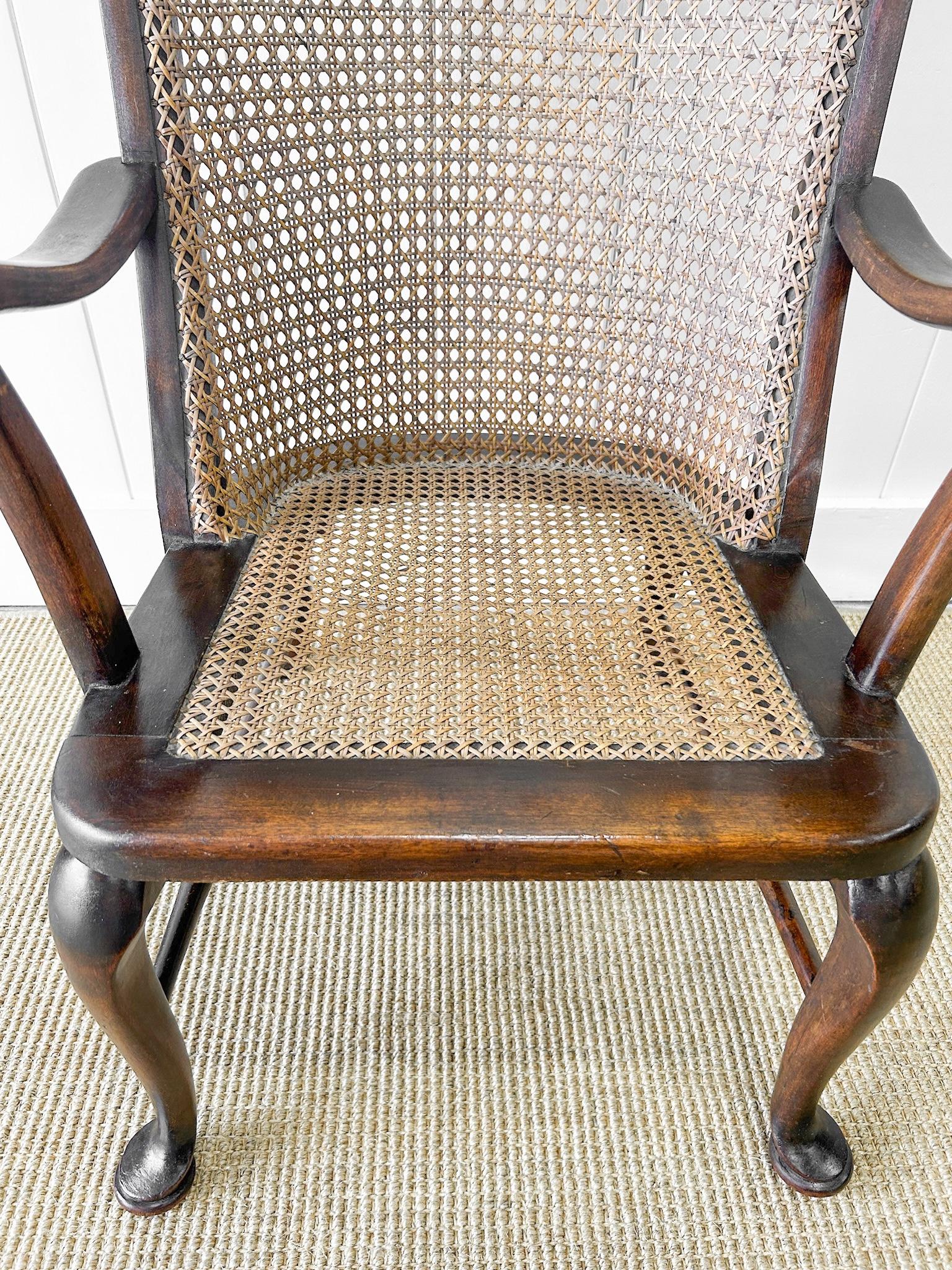 A 19th Century Mahogany Anglo-Indian Caned Arm Chair For Sale at 1stDibs