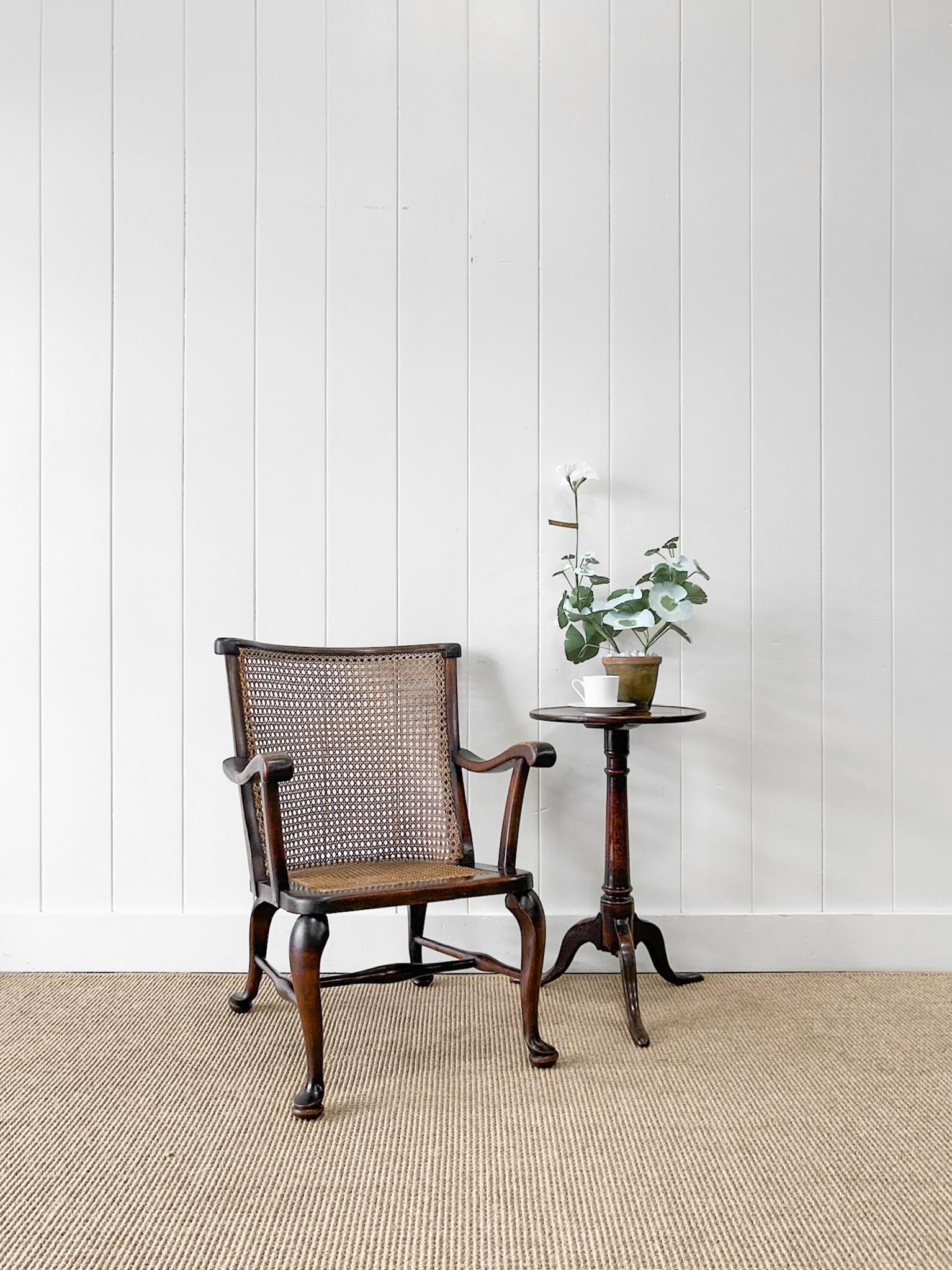 A 19th Century Mahogany Anglo-Indian Caned Arm Chair For Sale at 1stDibs
