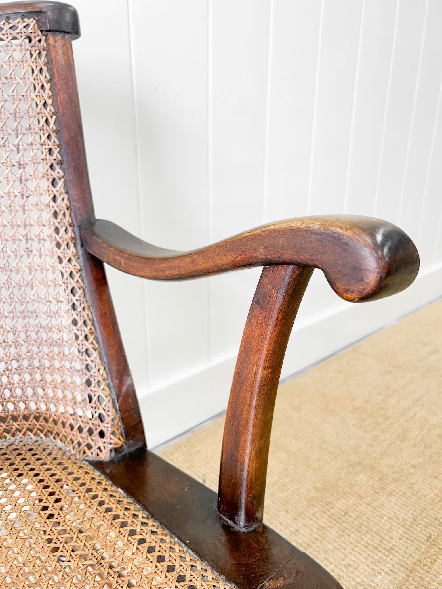 A 19th Century Mahogany Anglo-Indian Caned Arm Chair For Sale at 1stDibs