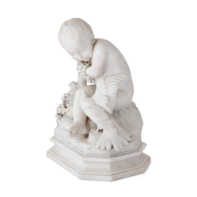 19th Century Marble Putto Sculpture, Signed 'D'angelis' For Sale at 1stDibs