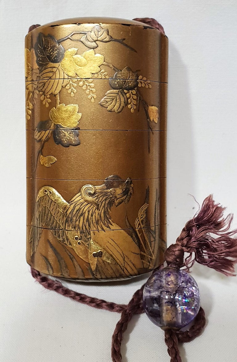 19th Century Meiji Period Gild Laquered Inro at 1stDibs