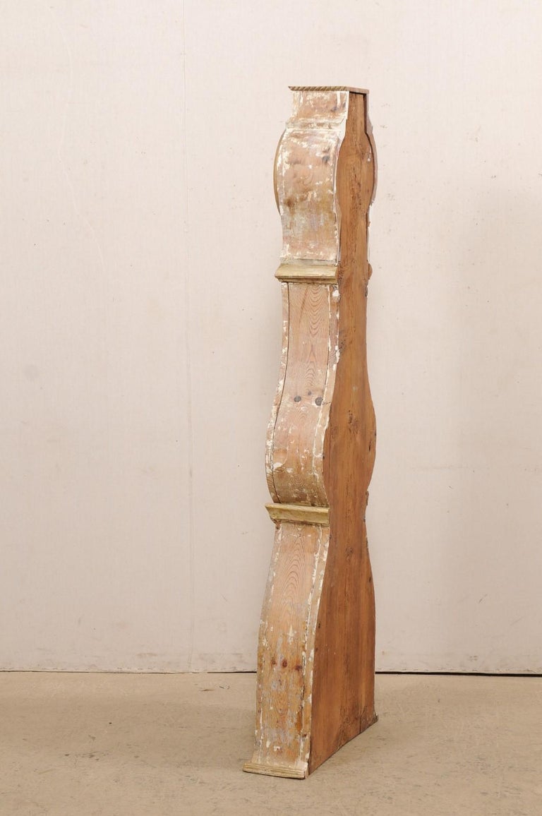 19th Century Mora Floor Clock from Sweden, Scraped Finish w/Subtle Gold ...