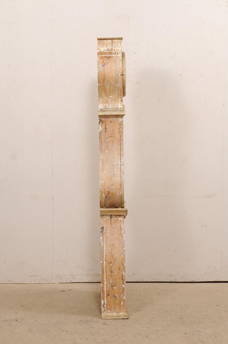 19th Century Mora Floor Clock from Sweden, Scraped Finish w/Subtle Gold ...