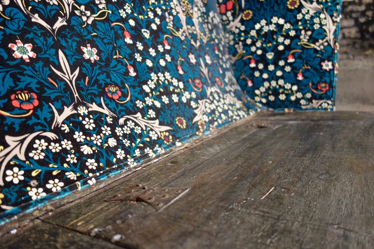 19th Century Painted Gothic Continental Leather Upholstered Settle ...