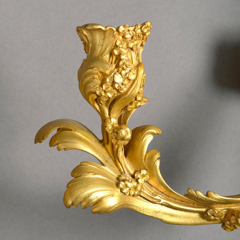 19th Century Pair of Rococo Ormolu Wall Lights by Henri Dasson For Sale ...