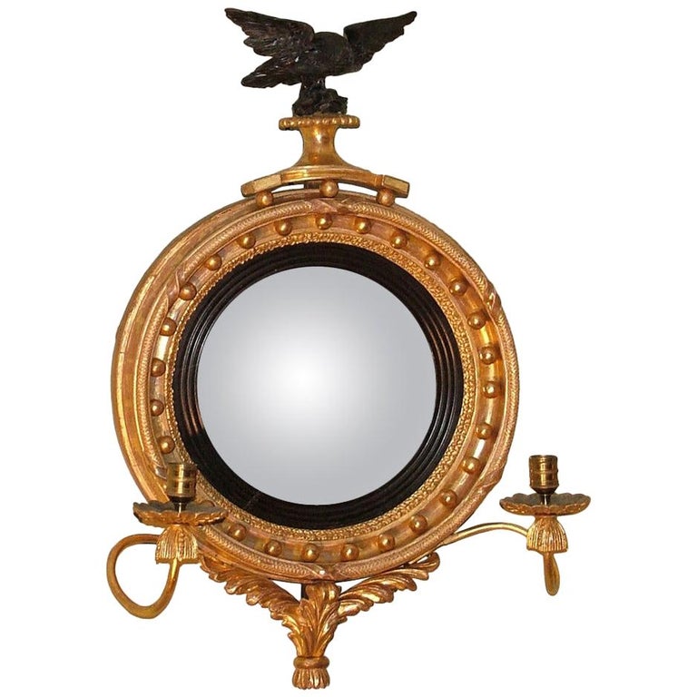 19th Century Regency Giltwood Convex Mirror at 1stDibs