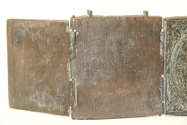 19th Century Russian Folding Bronze and Enamel Orthodox Icon, circa 1880 For Sale at 1stDibs