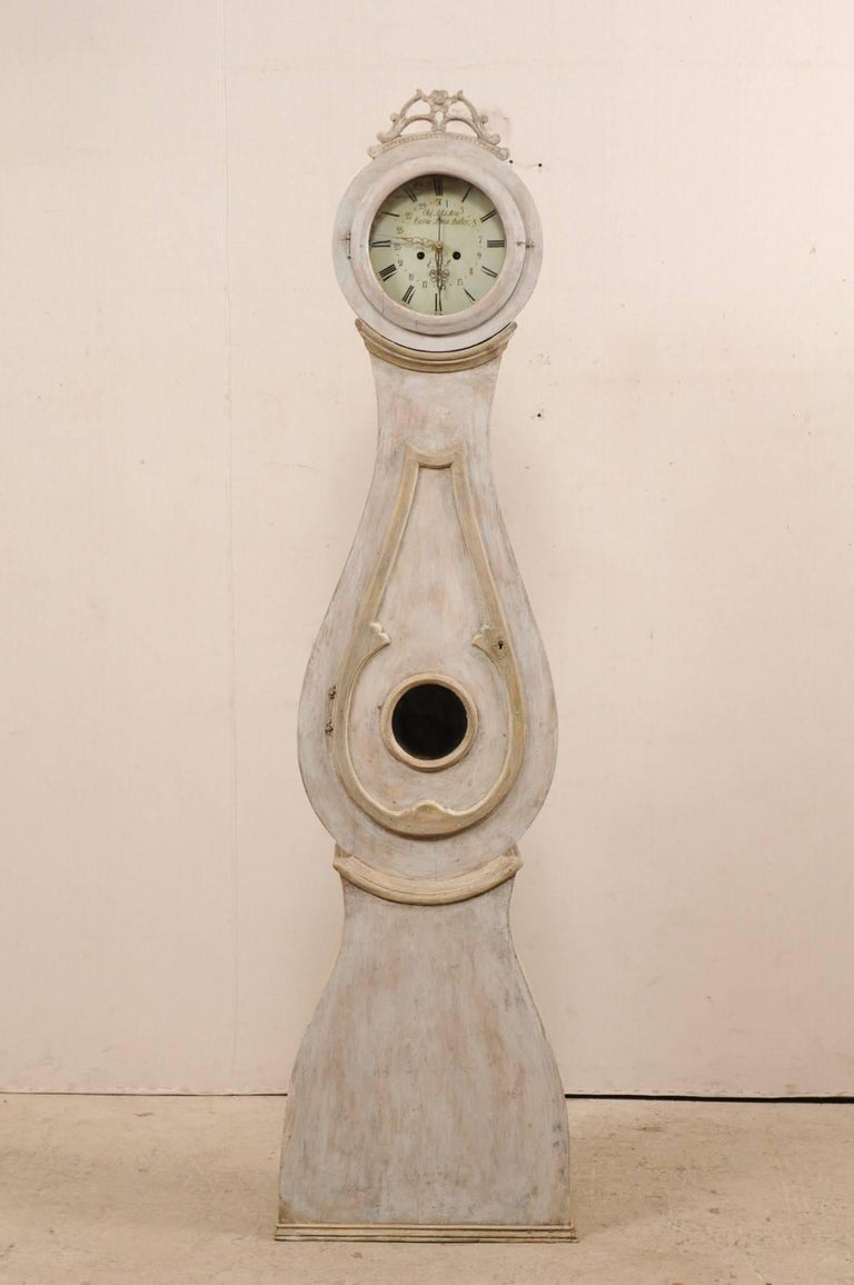19th Century Swedish Mora Floor Clock with a Beautifully Pierce-Carved ...