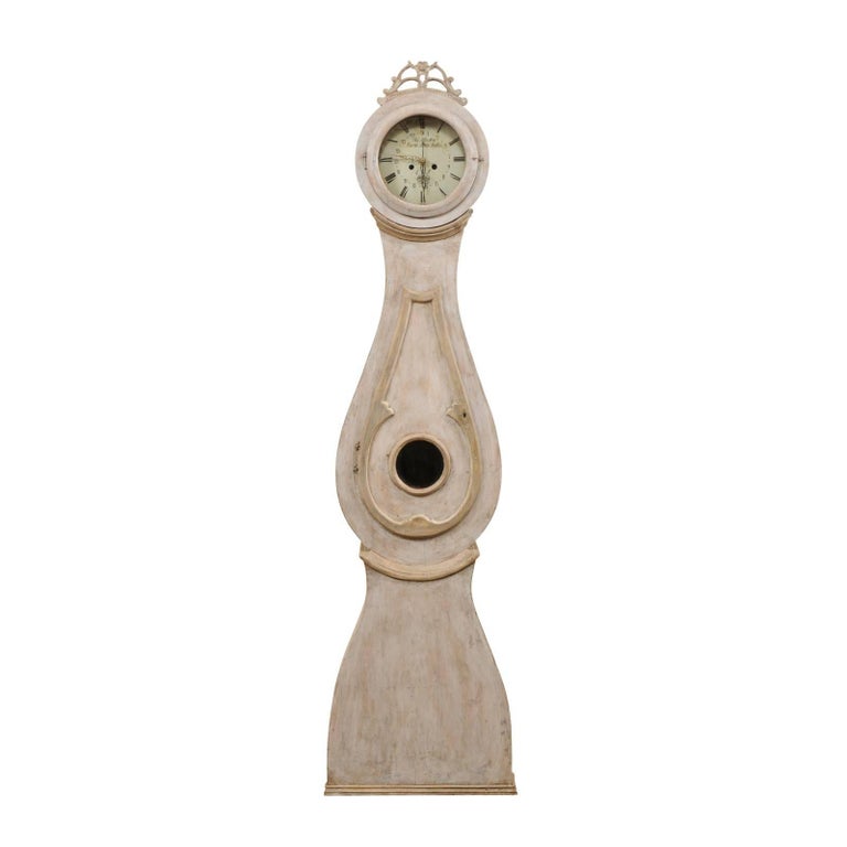 19th Century Swedish Mora Floor Clock with a Beautifully Pierce-Carved ...