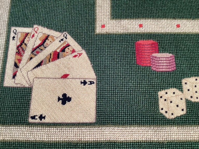 19th Century Wool Needlepoint Framed Table Cover For Sale at 1stDibs