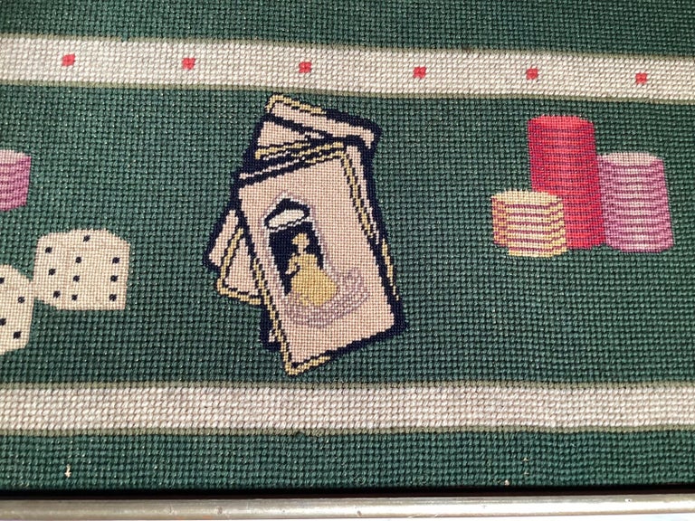 19th Century Wool Needlepoint Framed Table Cover For Sale at 1stDibs
