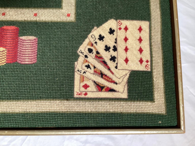 19th Century Wool Needlepoint Framed Table Cover For Sale at 1stDibs