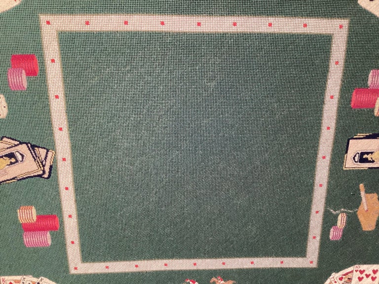 19th Century Wool Needlepoint Framed Table Cover For Sale at 1stDibs
