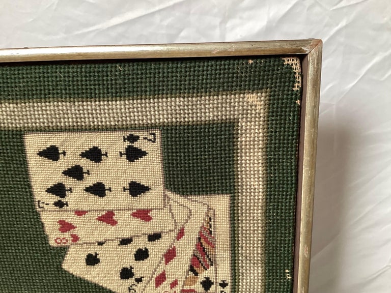19th Century Wool Needlepoint Framed Table Cover For Sale at 1stDibs