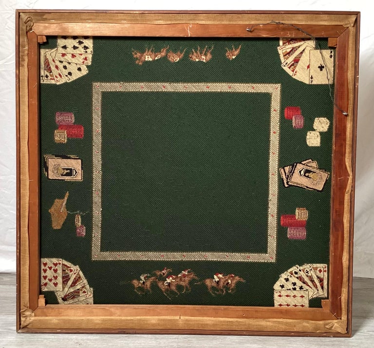19th Century Wool Needlepoint Framed Table Cover For Sale at 1stDibs