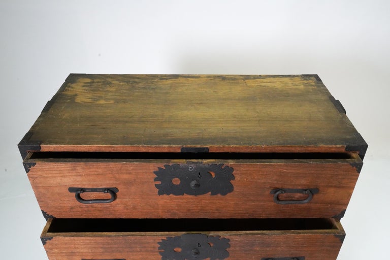 19th Century Antique Japanese Tansu Chest, 2 Parts For Sale at 1stDibs