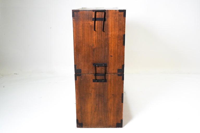 19th Century Antique Japanese Tansu Chest, 2 Parts For Sale at 1stDibs