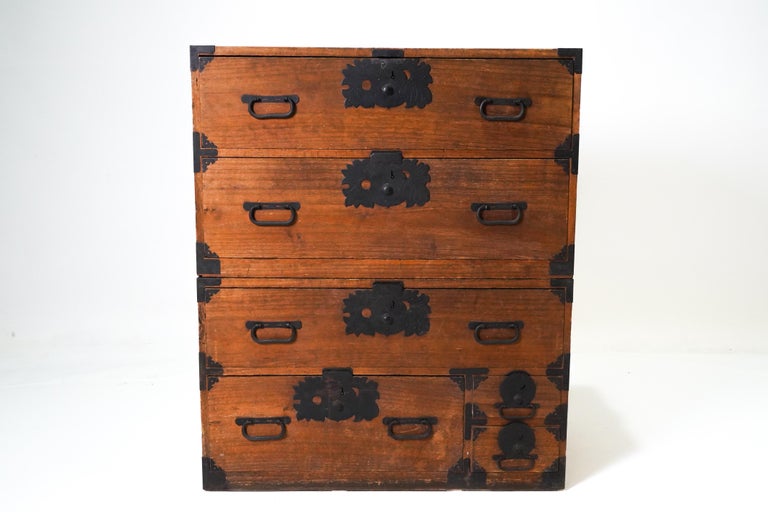 19th Century Antique Japanese Tansu Chest, 2 Parts For Sale at 1stDibs