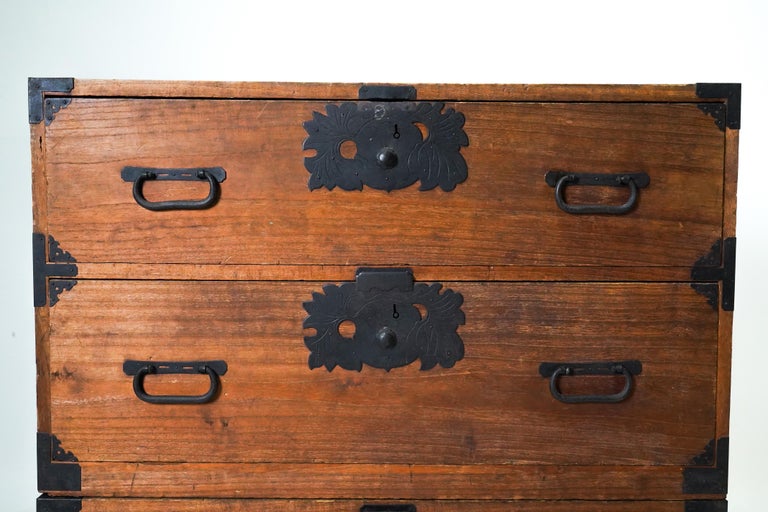 19th Century Antique Japanese Tansu Chest, 2 Parts For Sale at 1stDibs