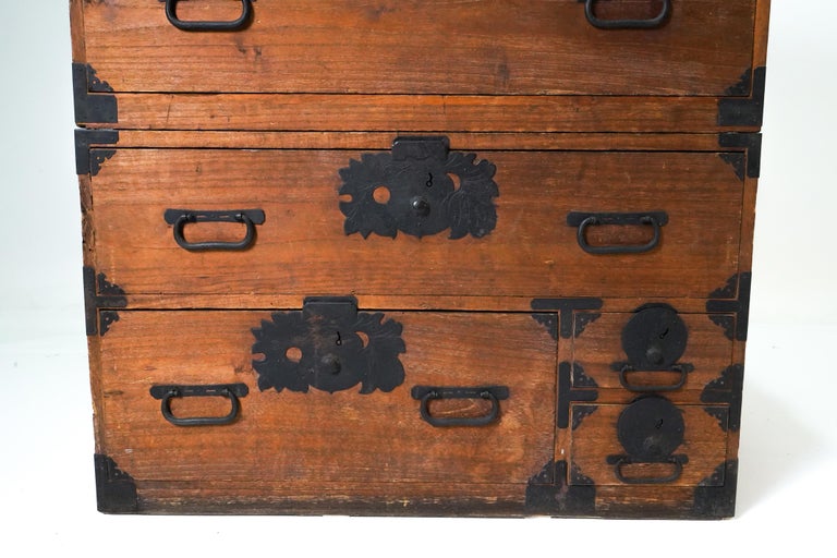 19th Century Antique Japanese Tansu Chest, 2 Parts For Sale at 1stDibs