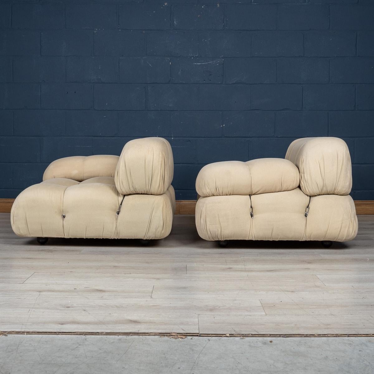 A 20th Century Pair Of "Camaleonda" Armchairs In Cream Fabric By Mario ...