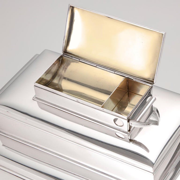 20th Century Sterling Silver 3-Tier Cigar and Cigarette Box by Tiffany ...