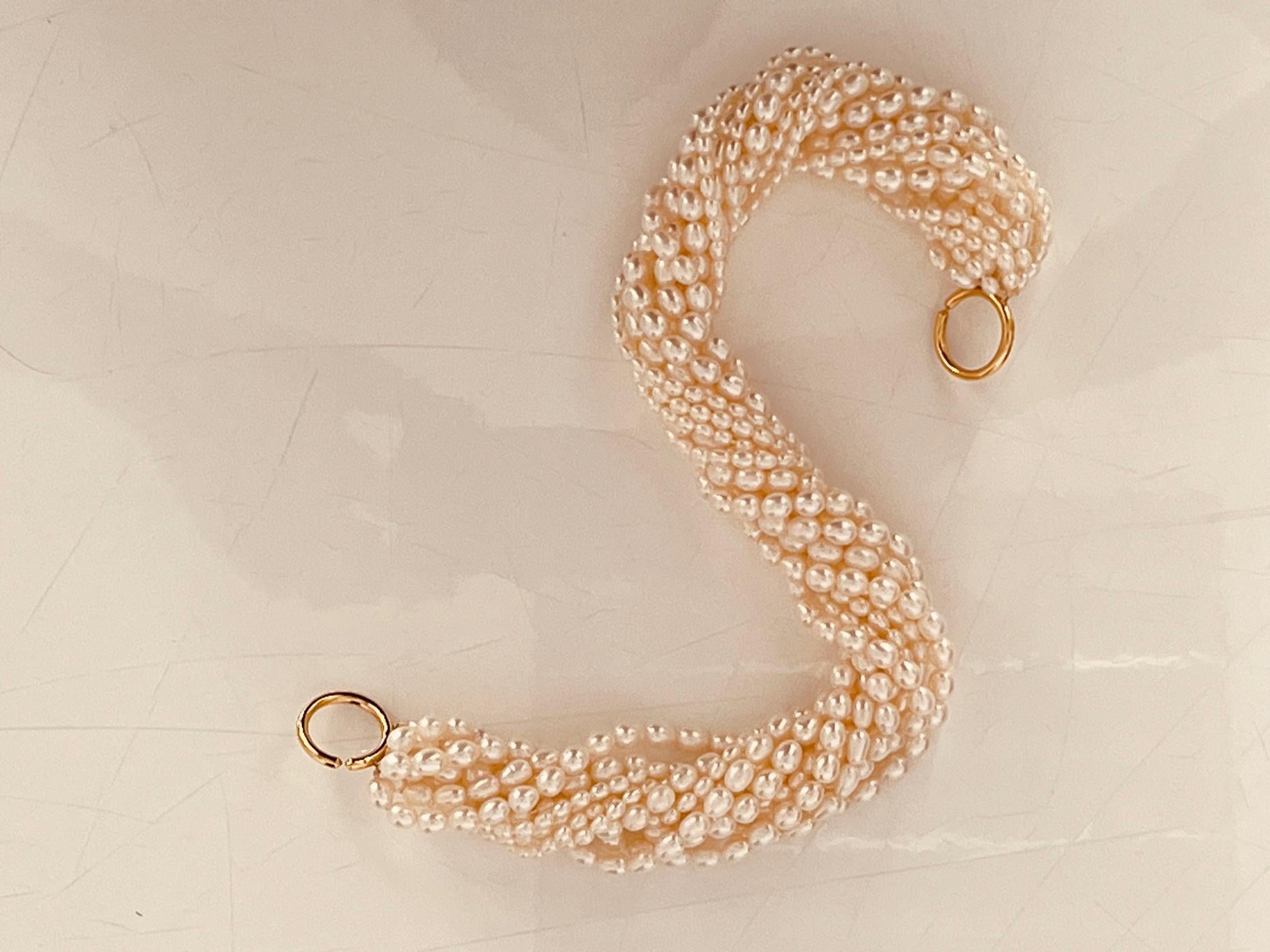 Multi Row Freshwater White Cultured Pearl Necklace to 18 Carat Gold ...