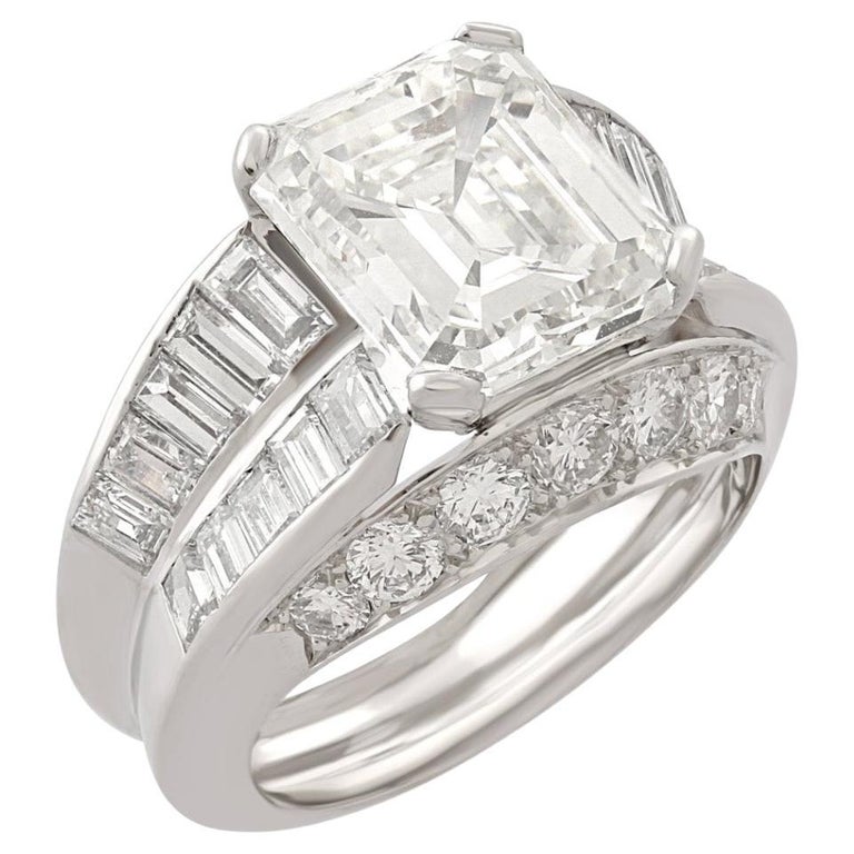5.28 Carat Step-Cut Diamond Ring For Sale at 1stDibs