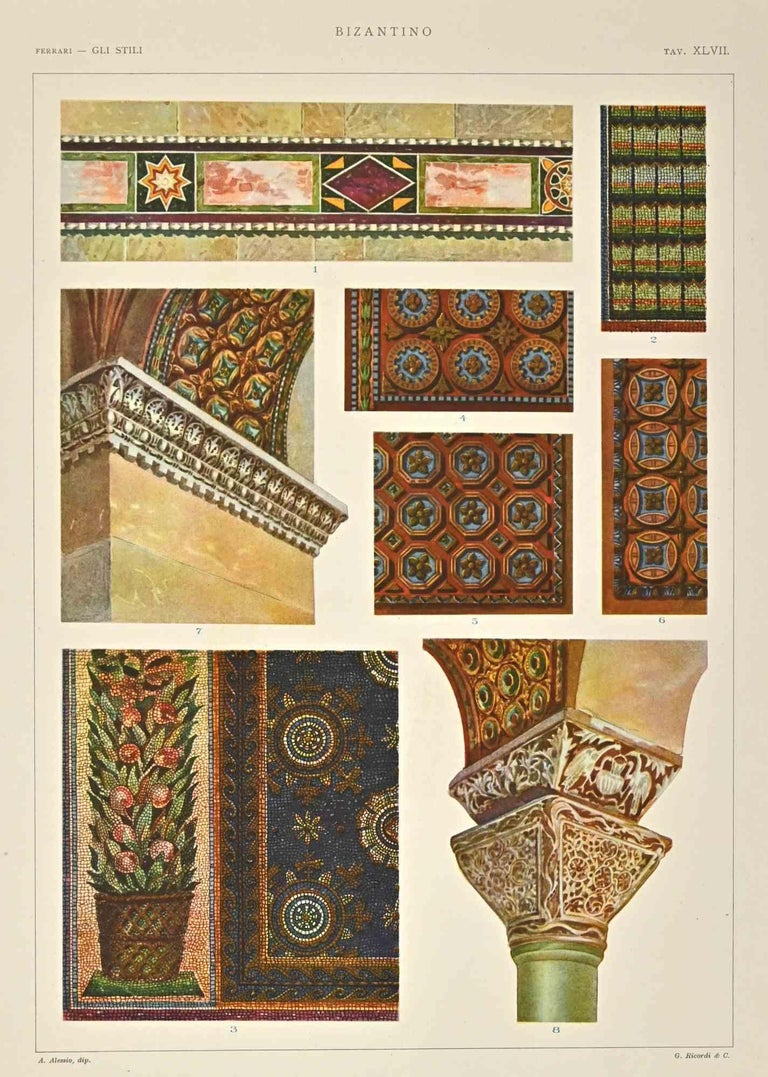 Byzantine Decorative Style- Chromolithograph after A. Alessio For Sale ...
