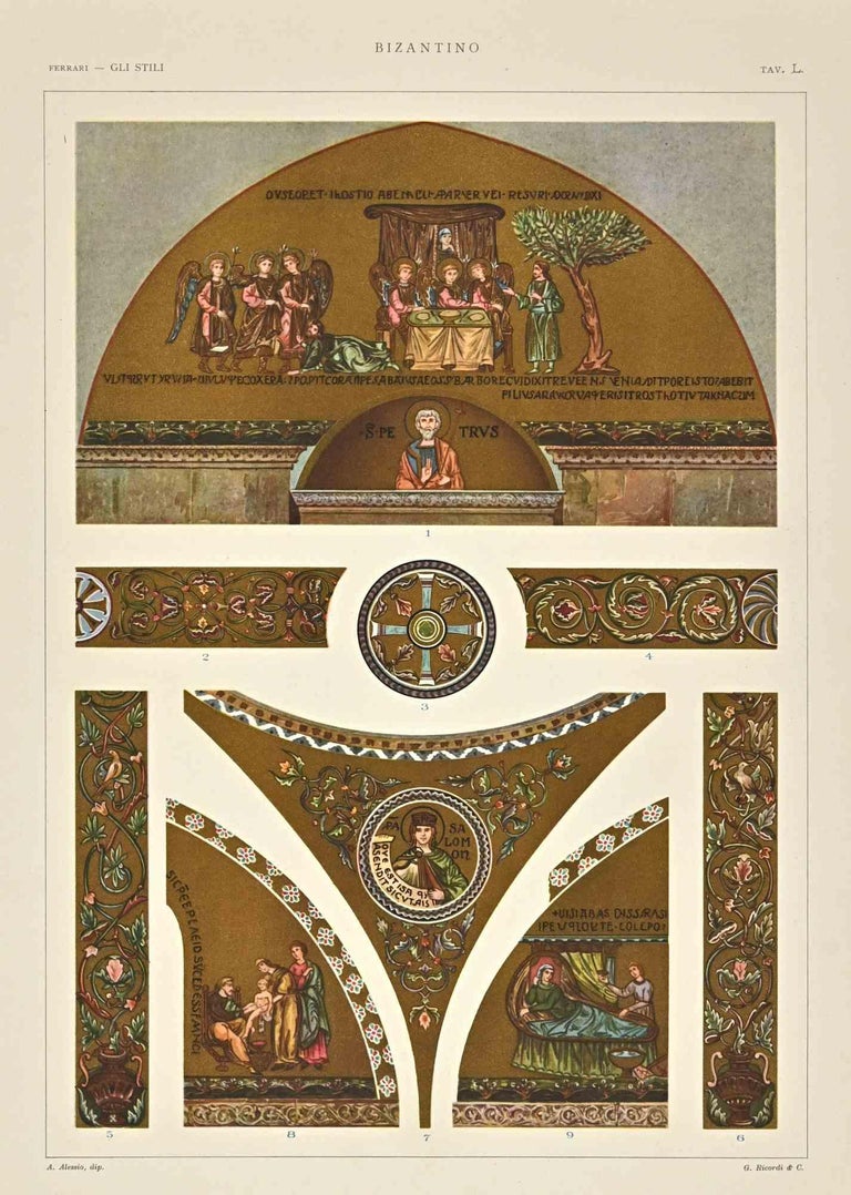 Byzantine Decorative Style - Chromolithograph after A. Alessio For Sale ...
