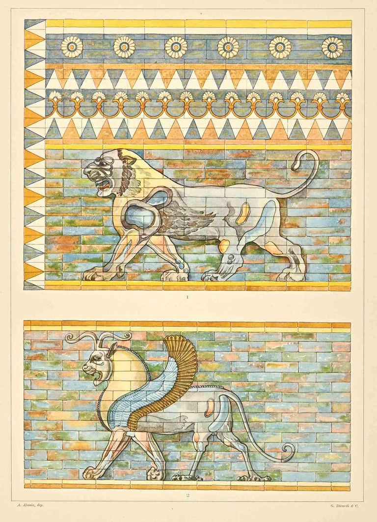 Decorative Motifs- Assyrian - Chromolithograph after A. Alessio For ...