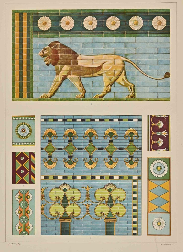 Decorative Motifs- Assyrian - Chromolithograph after A. Alessio For ...